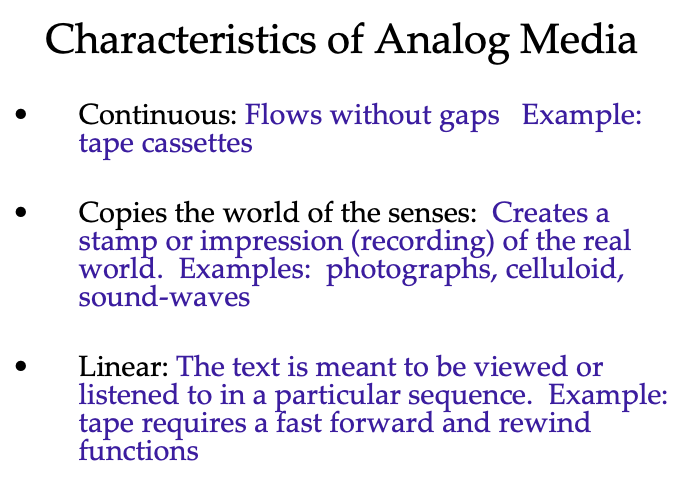 Solved 1. A distinguishing feature of analog technology is | Chegg.com