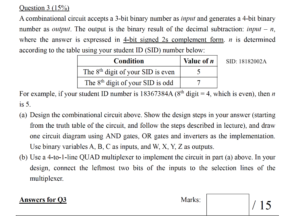Question 3 15 A Combinational Circuit Accepts A 6556
