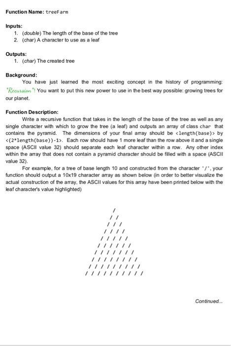 Solved Function Name Treefarm Inputs 1 Double The Length 