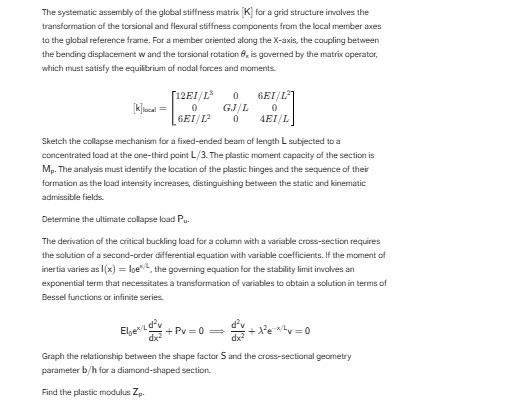 Solved The systematic assembly of ﻿the global stiffness | Chegg.com