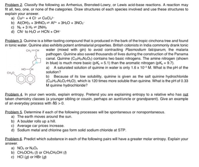 Solved Problem 2. Classify the following as Arrhenius, | Chegg.com
