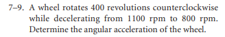 Solved 7−9. A wheel rotates 400 revolutions counterclockwise | Chegg.com