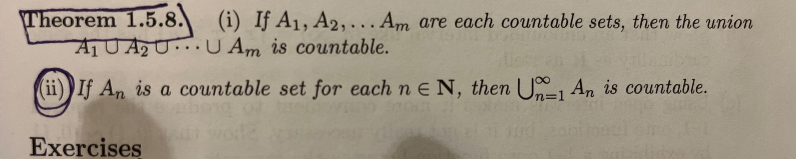 Solved Theorem 1.5.8. (i) If A1,A2,…Am are each countable | Chegg.com Solved Theorem 1.5.8. (i) If A1,A2,…Am are each countable | Chegg.com