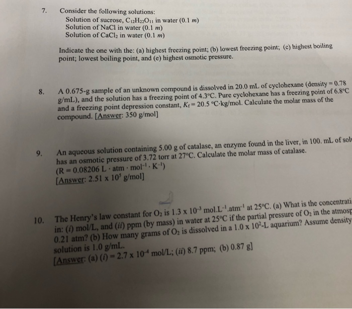 Solved 7. Consider the following solutions Solution of | Chegg.com