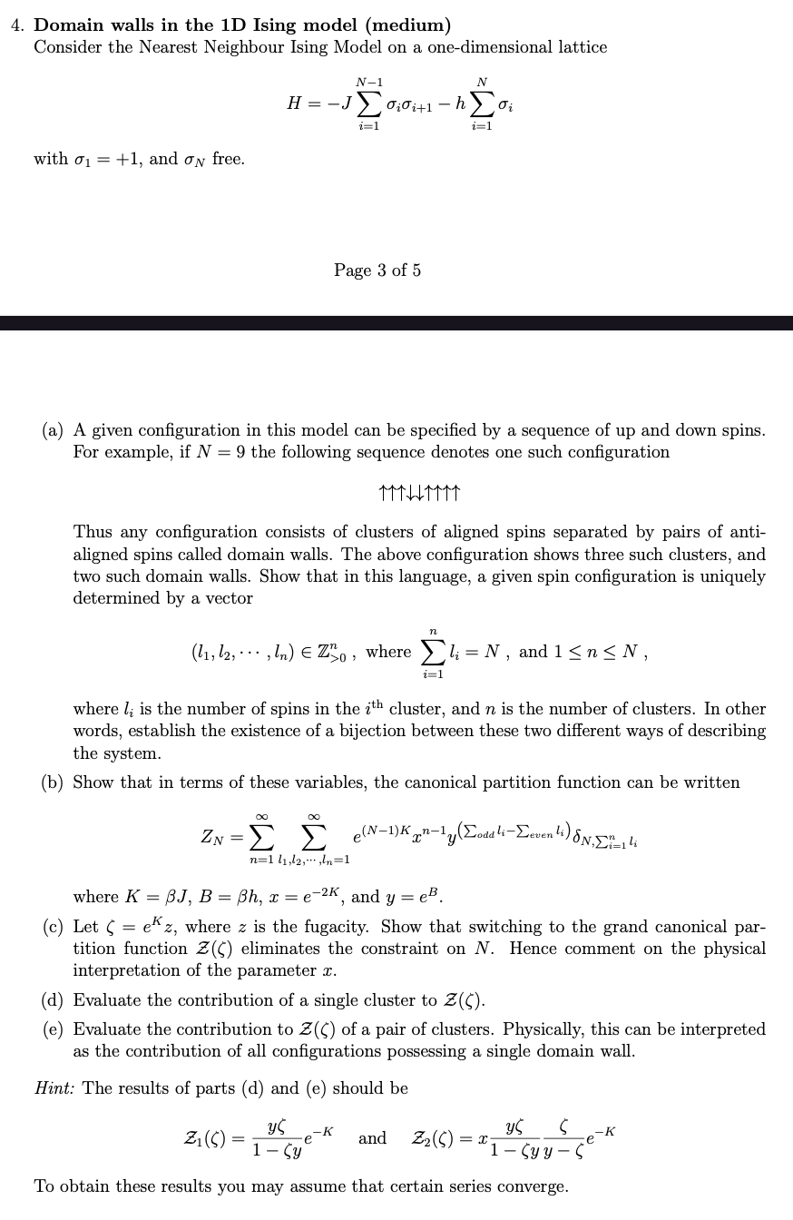 Solved 4 Domain Walls In The 1d Ising Model Medium