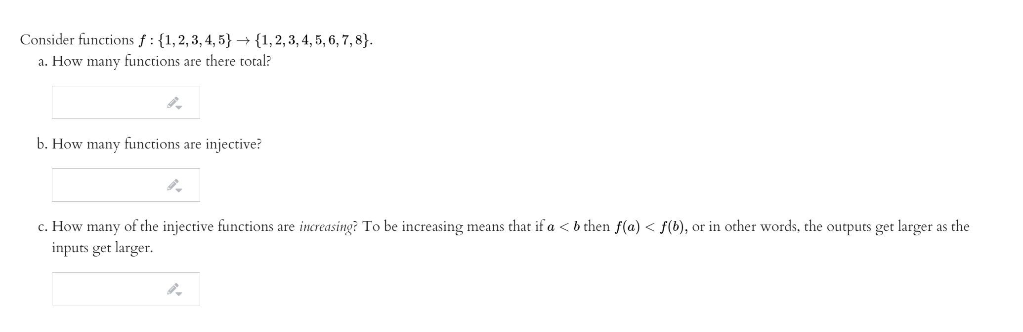 Solved Consider functions f:{1, 2, 3, 4, 5} + | Chegg.com
