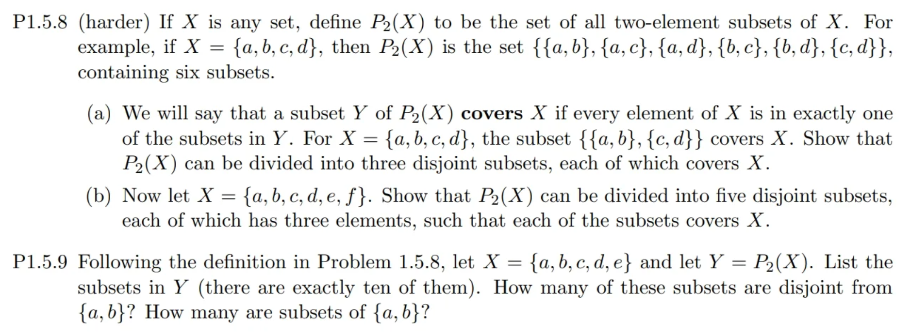 Solved P1.5.8 (harder) If X is any set, define P2(X) to be | Chegg.com