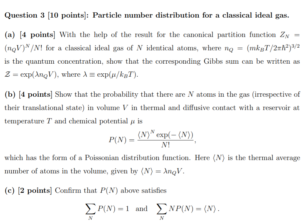 Solved Question 3 [10 Points] Particle Number Distribution
