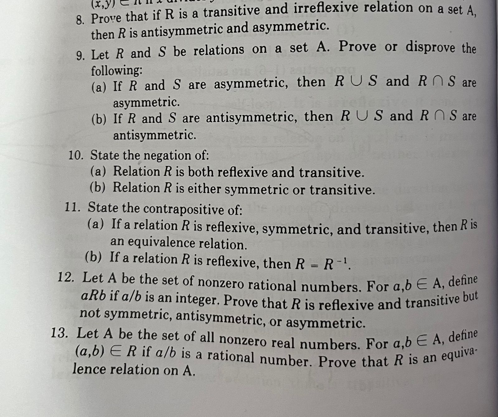 Solved I Prove That If R is A Transitive And Irreflexive