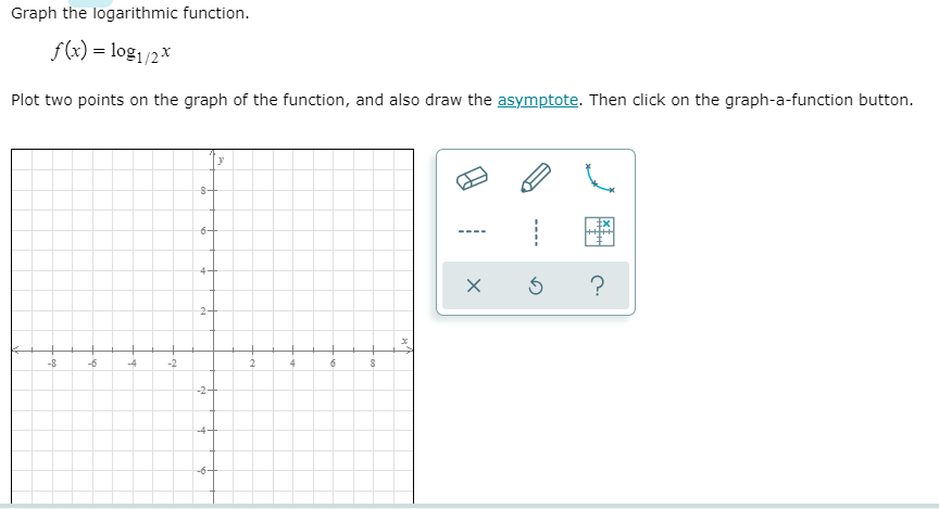 Solved Graph the logarithmic function. f(x) = log1/2* Plot | Chegg.com