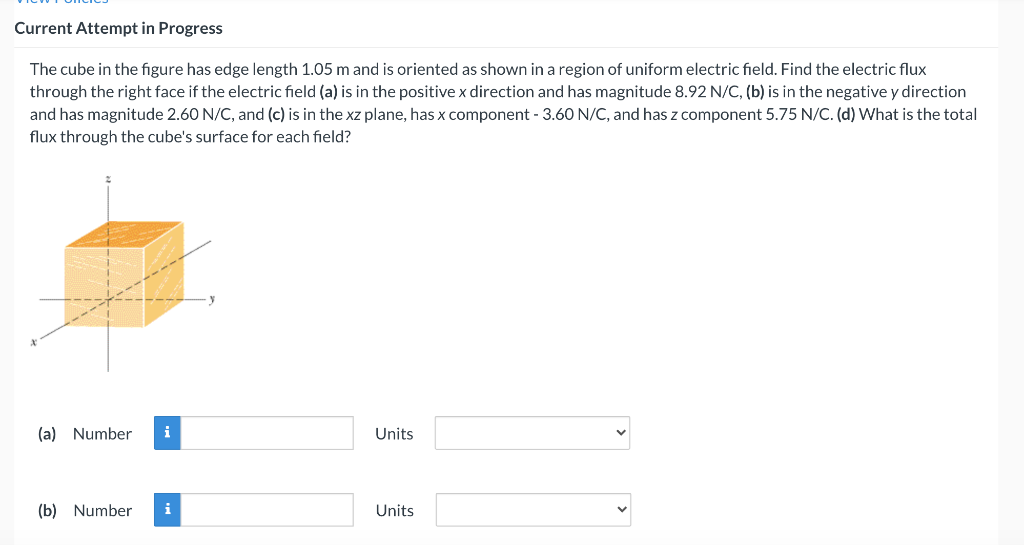 Solved Current Attempt in Progress The cube in the figure | Chegg.com