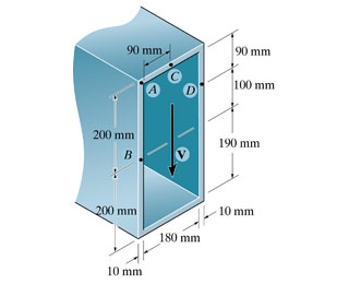 Solved A shear force of V = 250 kN is applied to the box | Chegg.com