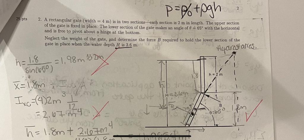Solved 2. A rectangular gate (width =4 m ) is in two | Chegg.com