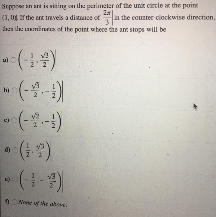 Solved Suppose an ant is sitting on the perimeter of the | Chegg.com