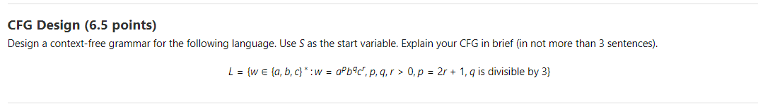 Solved CFG Design (6.5 points) Design a context-free grammar | Chegg.com