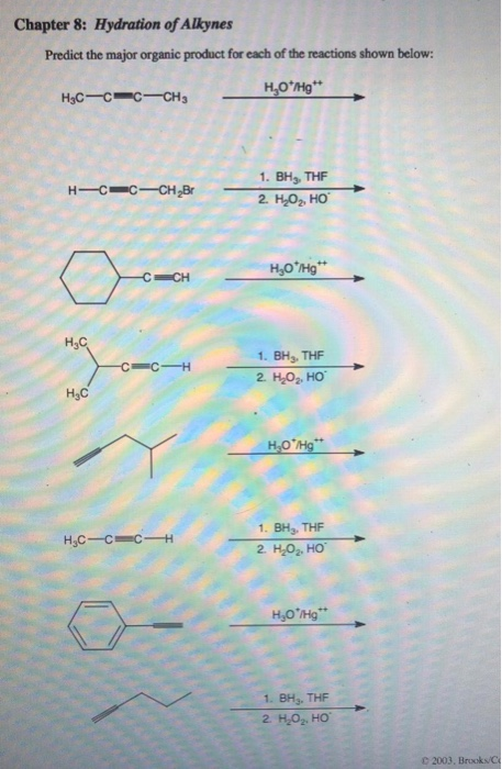 Solved Chapter 8: Hydration of Alkynes Predict the major | Chegg.com