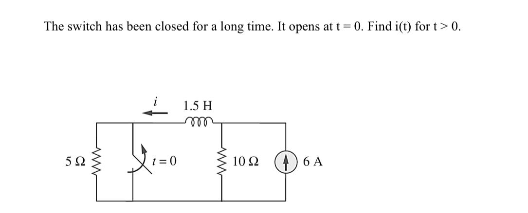 Solved The switch has been closed for a long time. It opens | Chegg.com