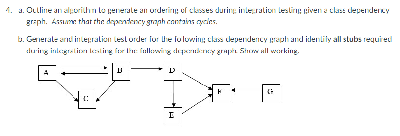 Solved 4 A Outline An Algorithm To Generate An Ordering Of