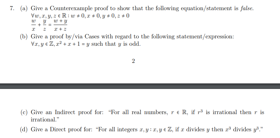 Solved (a) Give a Counterexample proof to show that the | Chegg.com