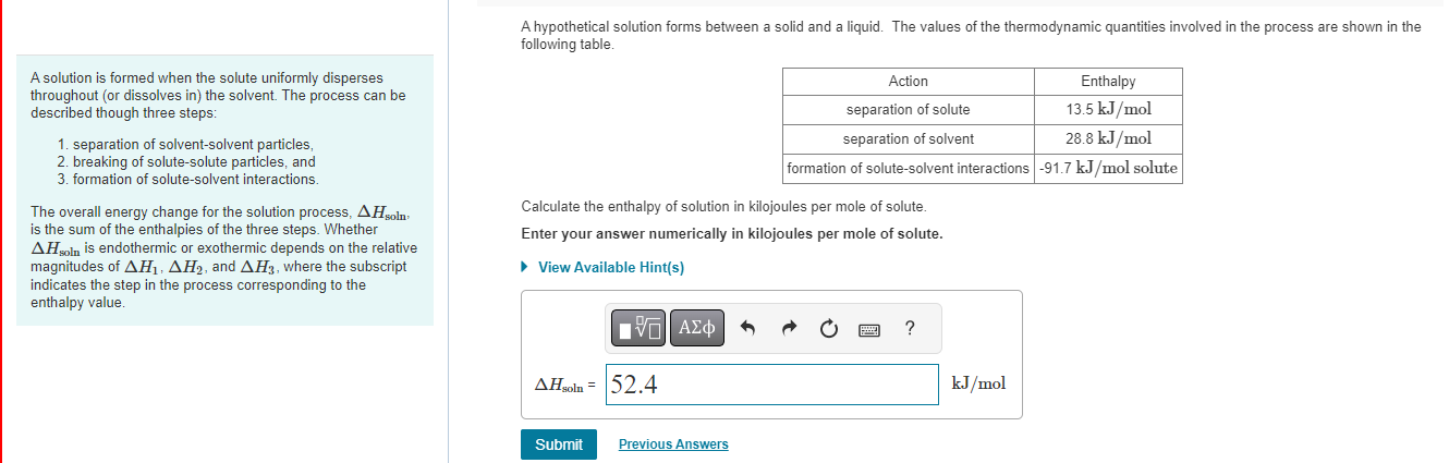 [Solved]: A hypothetical solution forms between a solid an