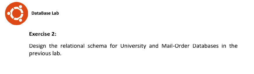 Solved DataBase Lab Exercise 2: Design the relational schema | Chegg.com