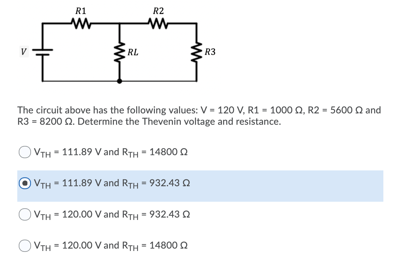 Solved The circuit above has the following values: V = 120 | Chegg.com