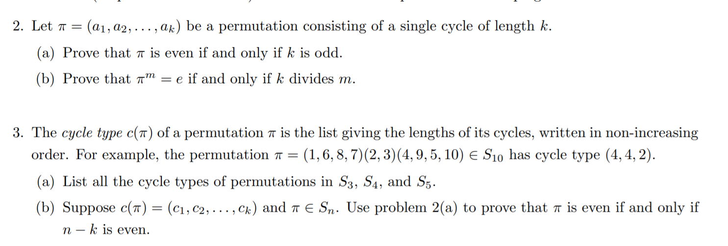 Solved (a1, a2,., ak) be a permutation consisting of a | Chegg.com