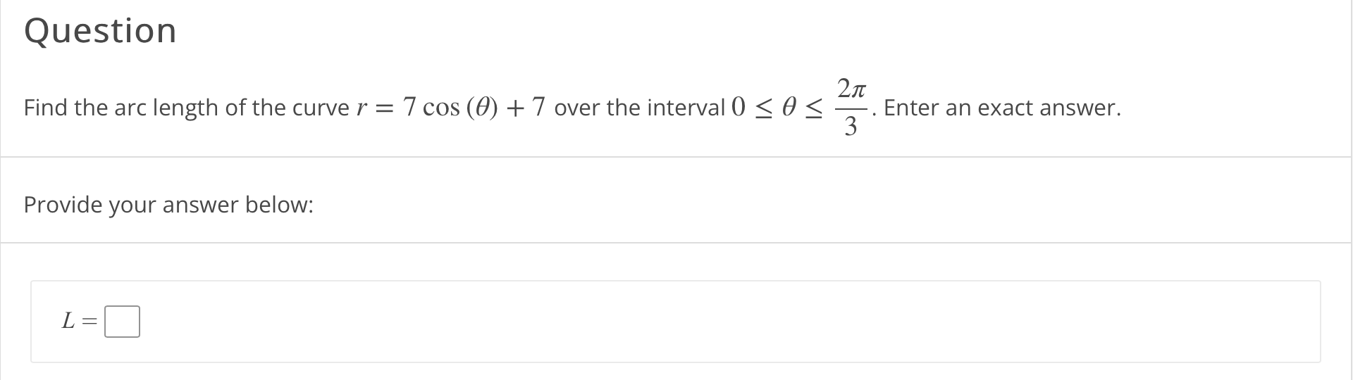 Solved Find the arc length of the curve r=7cos(θ)+7 over the | Chegg.com