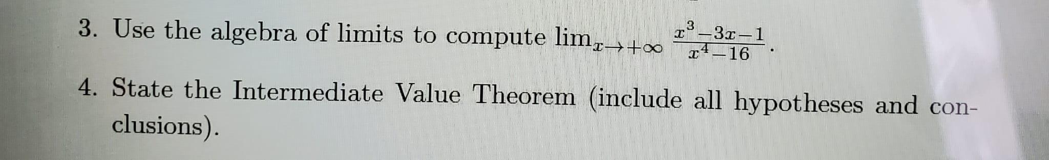 Solved 3. Use the algebra of limits to compute | Chegg.com