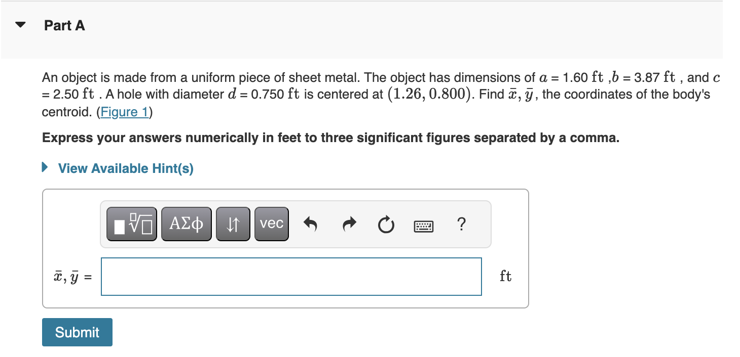Solved Part AAn ﻿object is ﻿made from a uniform piece of | Chegg.com
