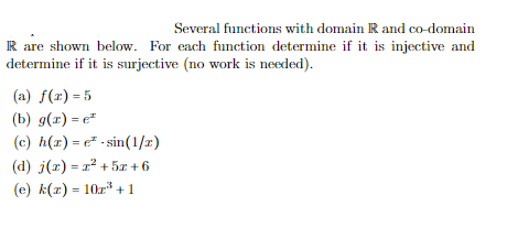 Solved Several functions with domain R and co-domain R are | Chegg.com