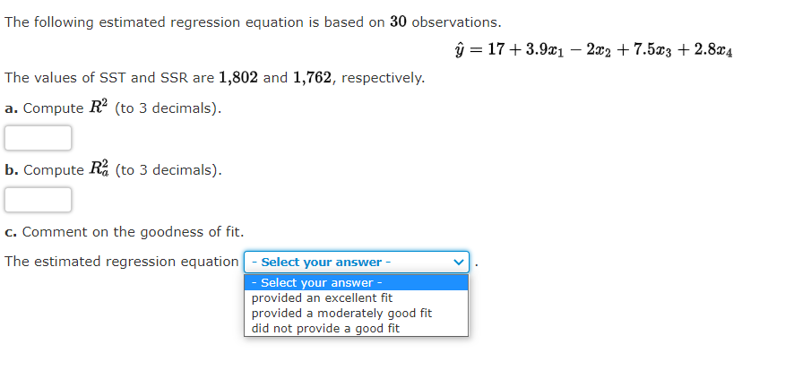 Solved The following estimated regression equation is based | Chegg.com