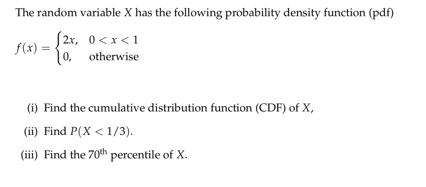 Solved The random variable X has the following probability | Chegg.com