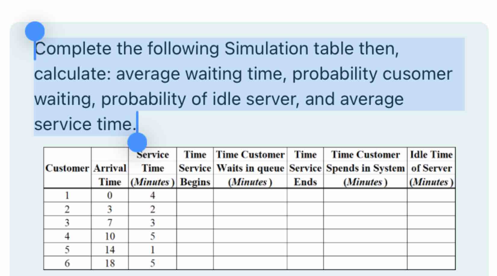Solved Complete the following Simulation table then, | Chegg.com