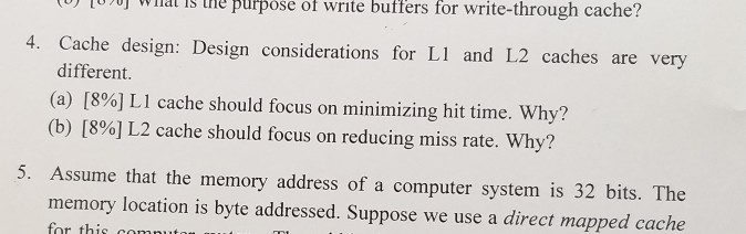 WIal Is the purpose of write buffers for | Chegg.com