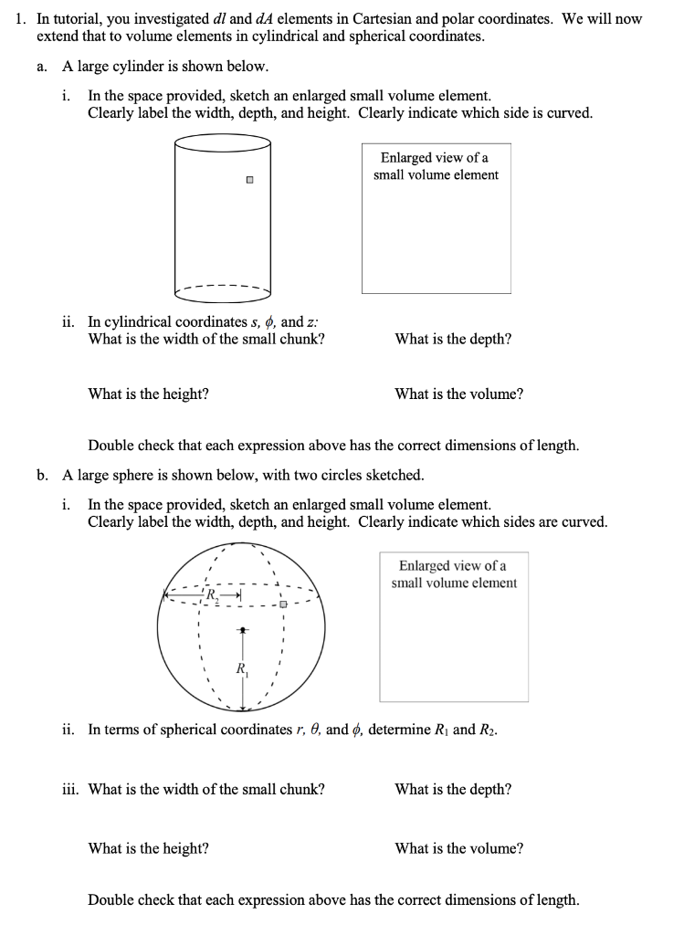 Solved 1. In tutorial, you investigated dl and dA elements | Chegg.com