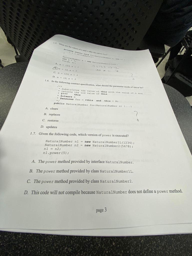 Solved 1.6. In the following contract specification, what | Chegg.com