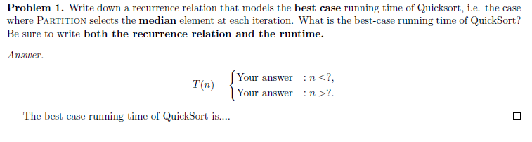 Problem 1. ﻿Write down a recurrence relation that | Chegg.com