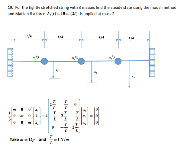 Solved 19. For the tightly stretched string with 3 masses | Chegg.com