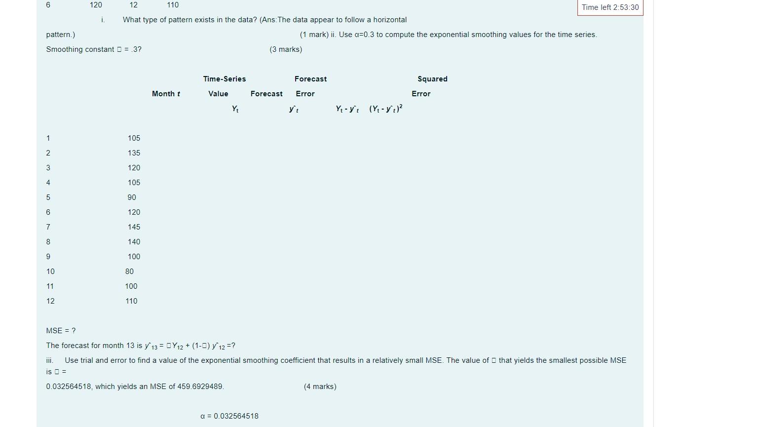 Solved 3 (a). Consider the following time series data. Using | Chegg.com
