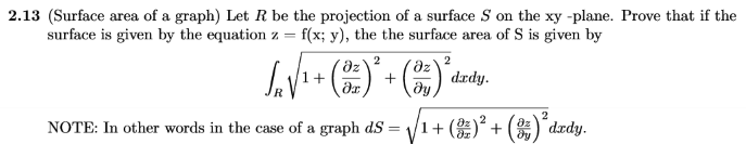 Solved 2 2.13 (Surface area of a graph) Let R be the | Chegg.com