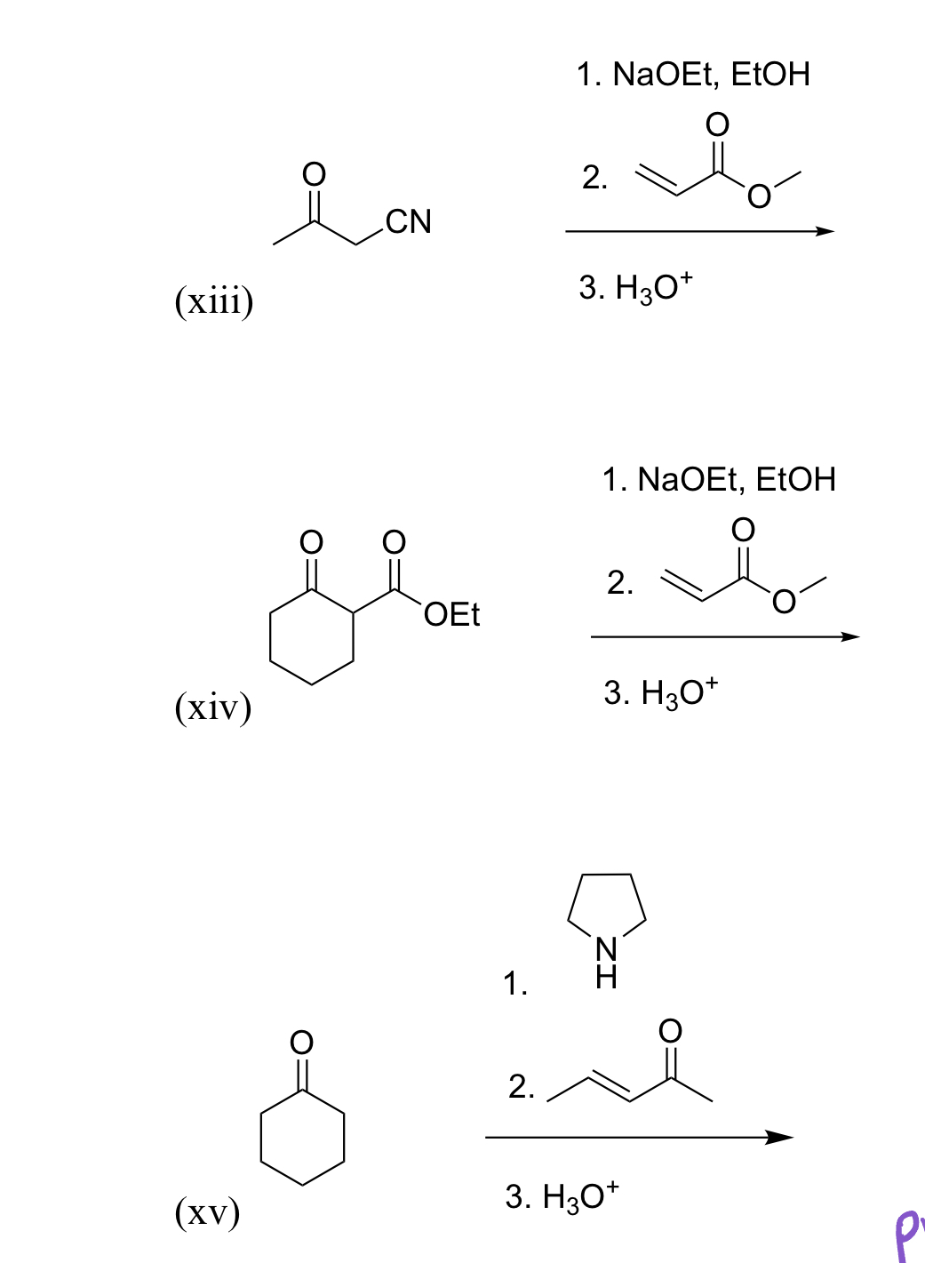 1. NaOEt, EtOH 2. (xiv) 3. H3O+ | Chegg.com