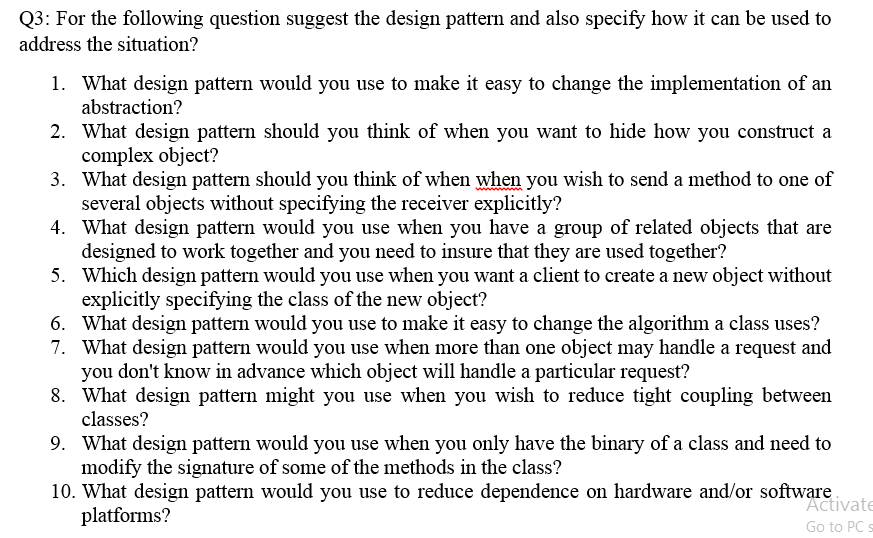 Solved Q3: For the following question suggest the design | Chegg.com