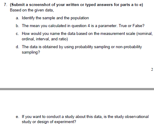 7. (Submit a screenshot of your written or typed | Chegg.com