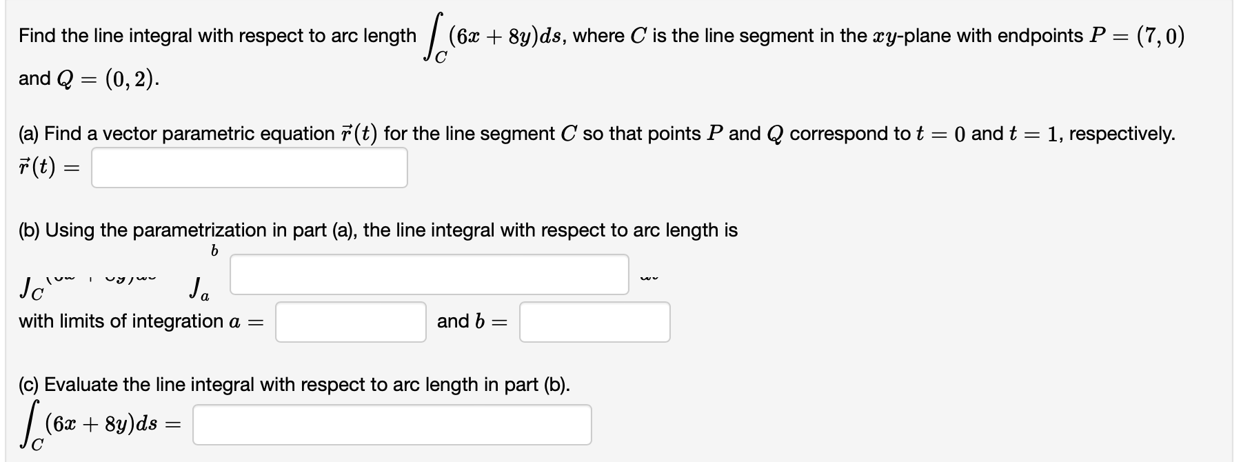 Solved Find the line integral with respect to arc length | Chegg.com