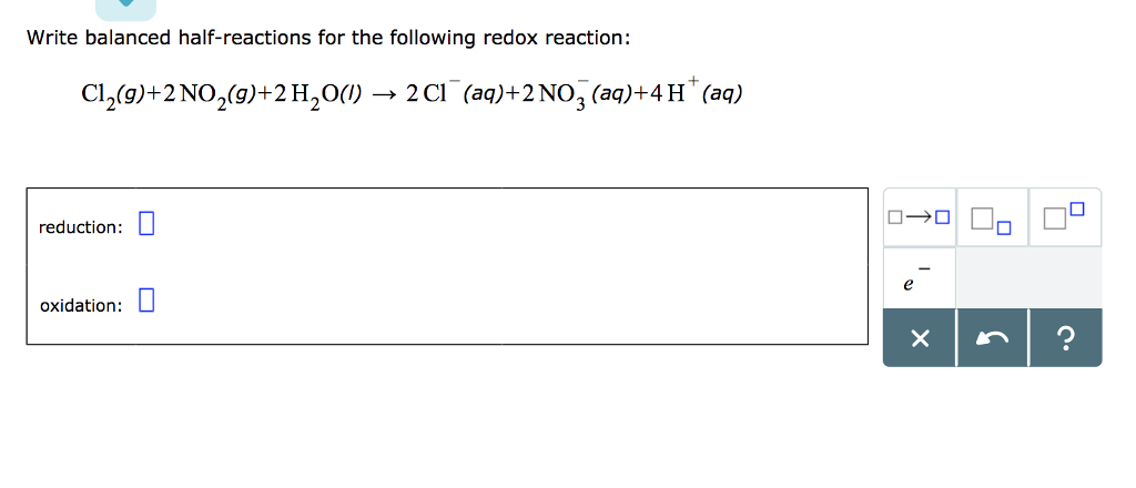 Solved Write balanced half-reactions for the following redox | Chegg.com