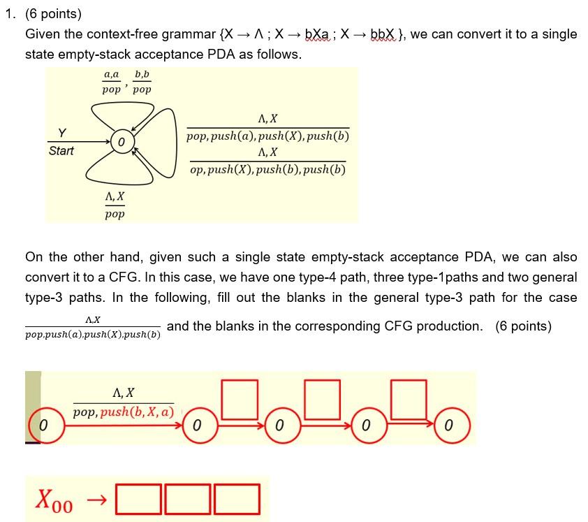 Solved 1. (6 points) Given the context-free grammar | Chegg.com