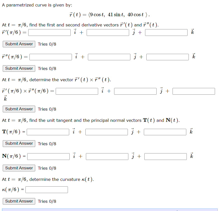 Solved A parametrized curve is given by: | Chegg.com