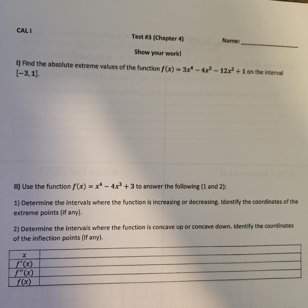 Solved 1) Find the absolute extreme values of the function | Chegg.com