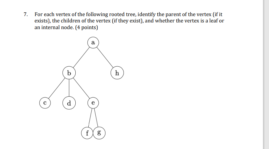 Solved For each vertex of the following rooted tree, | Chegg.com
